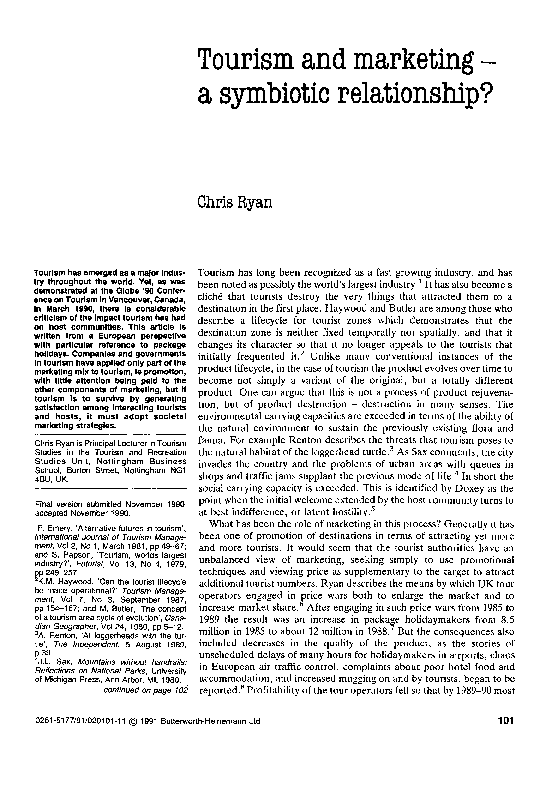 (PDF) Tourism and marketing — a symbiotic relationship?