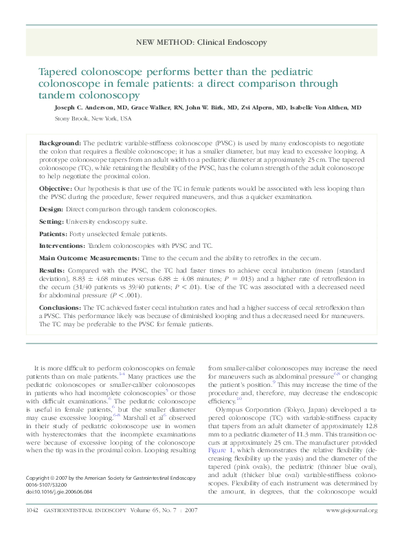 (PDF) Tapered colonoscope performs better than the pediatric ...