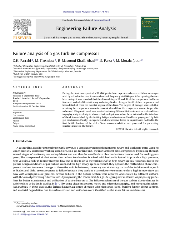 (PDF) Failure analysis of a gas turbine compressor