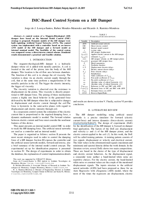 (PDF) IMC-Based Control System on a MR Damper