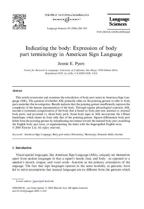 (PDF) Indicating the body: Expression of body part terminology in ...