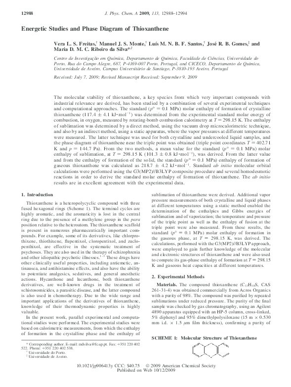 Energetic studies and phase diagram of thioxanthene