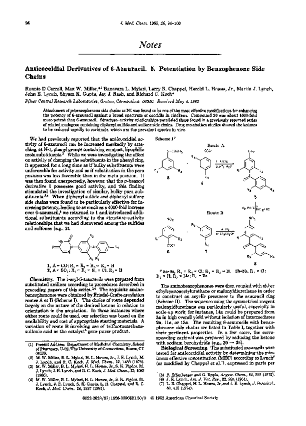 (PDF) Anticoccidial derivatives of 6-azauracil. 5. Potentiation by ...