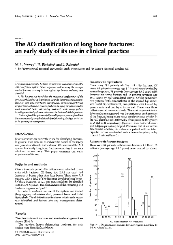 (PDF) The AO classification of long bone fractures: an early study of ...
