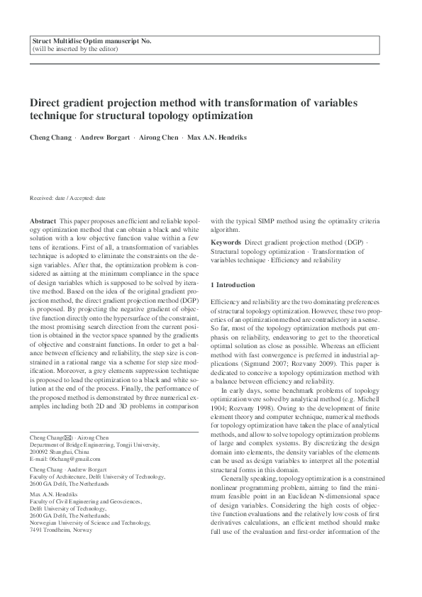 Pdf Direct Gradient Projection Method With Transformation Of Variables Technique For