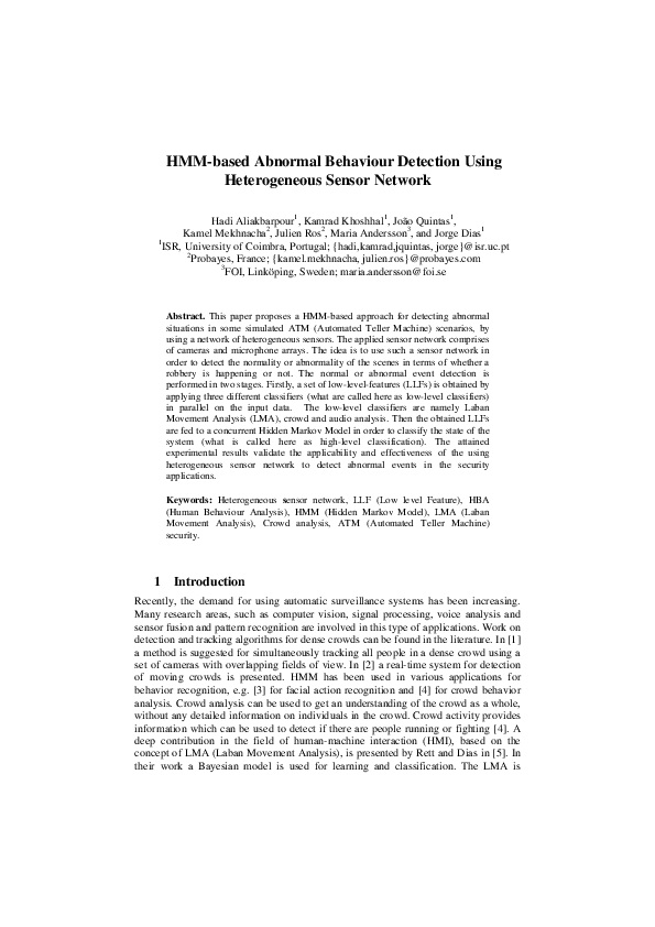 (PDF) HMM-Based Abnormal Behaviour Detection Using Heterogeneous Sensor Network