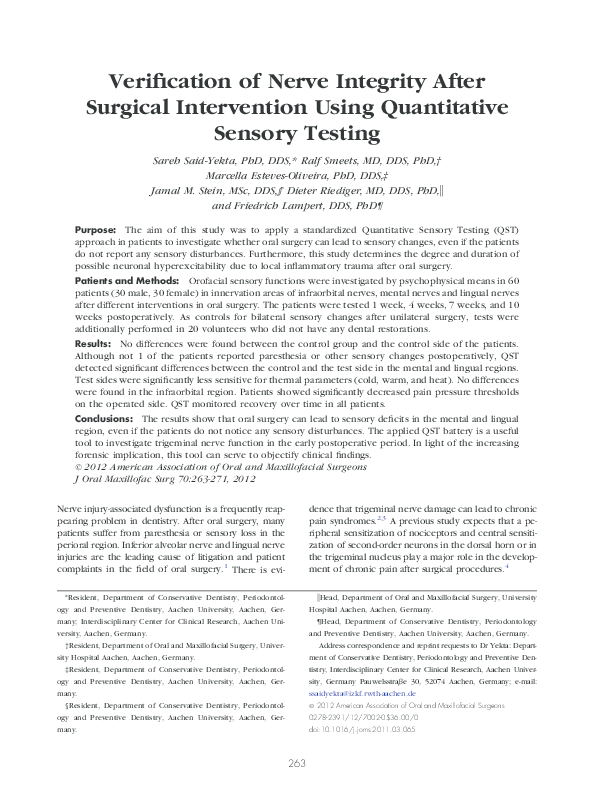 (PDF) Verification of Nerve Integrity After Surgical Intervention Using ...