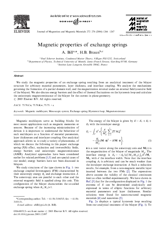 (PDF) Magnetic properties of exchange springs