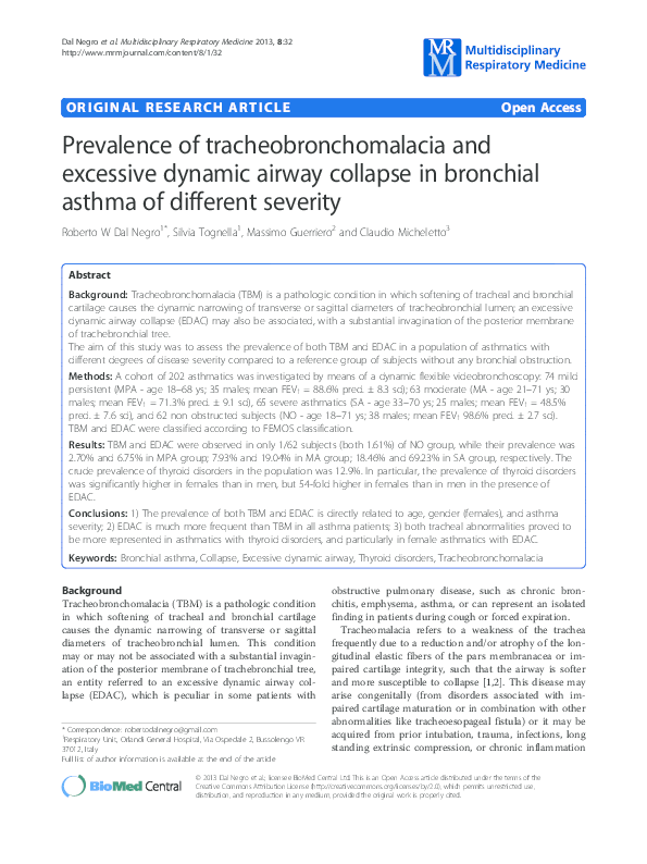 (PDF) Prevalence of tracheobronchomalacia and excessive dynamic airway ...