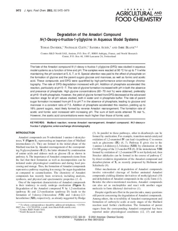 (PDF) Degradation of the Amadori Compound N -(1-Deoxy- d -fructos-1-yl ...
