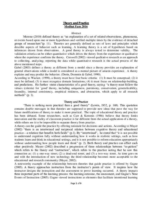 (PDF) Theory and Practice