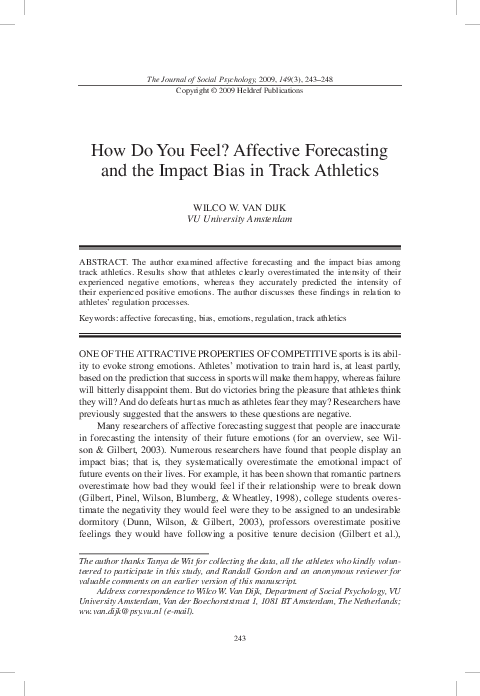 (PDF) Affective forecasting and the impact bias in track athletics