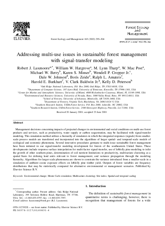 (PDF) Addressing multi-use issues in sustainable forest management with ...