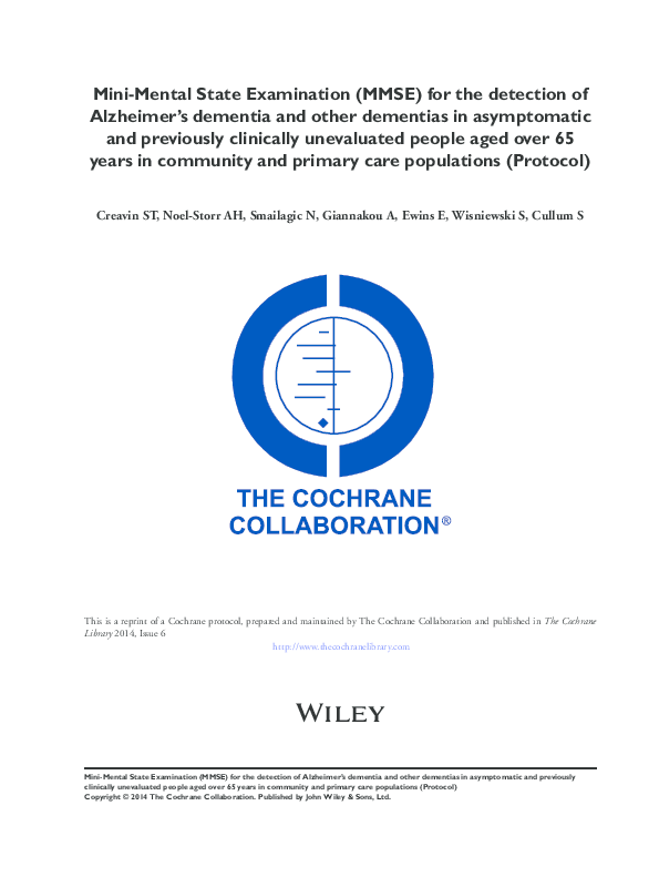 (PDF) Mini-Mental State Examination (MMSE) for the detection of ...