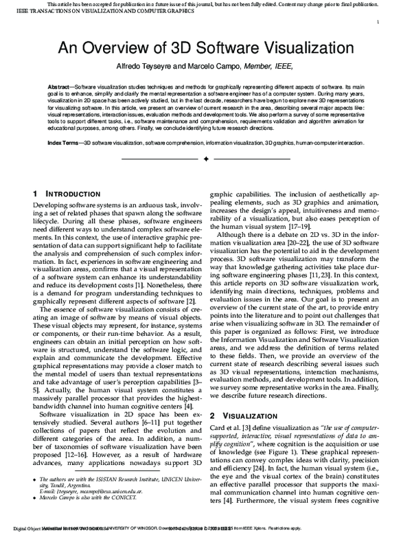(PDF) An Overview of 3D Software Visualization