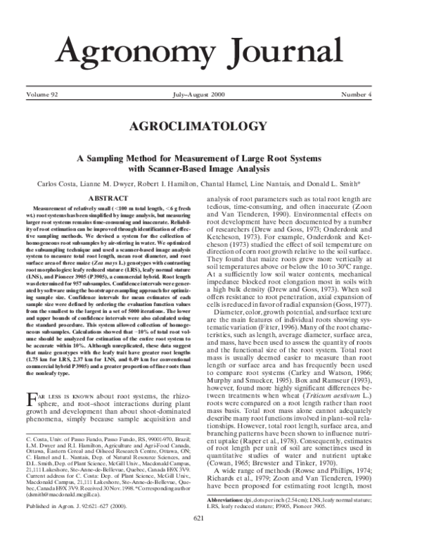 (PDF) Efficient Root Measurement via Scanner-Based Sampling Method
