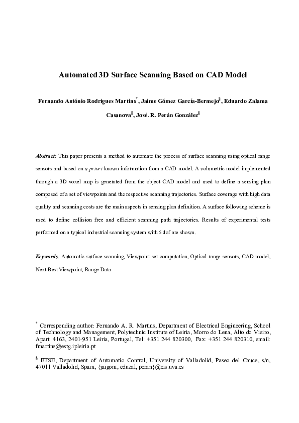 (PDF) Automated 3D surface scanning based on CAD model