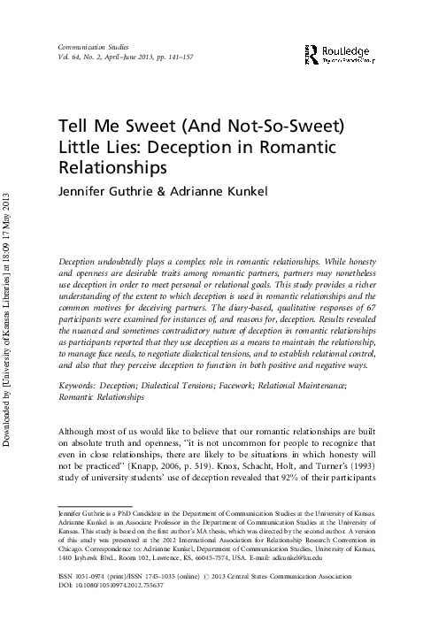 (PDF) Tell Me Sweet (And Not-So-Sweet) Little Lies: Deception in ...