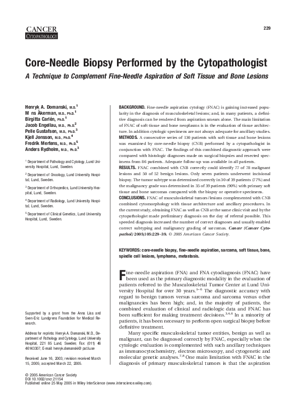(PDF) Core-needle biopsy performed by the cytopathologist: a technique ...