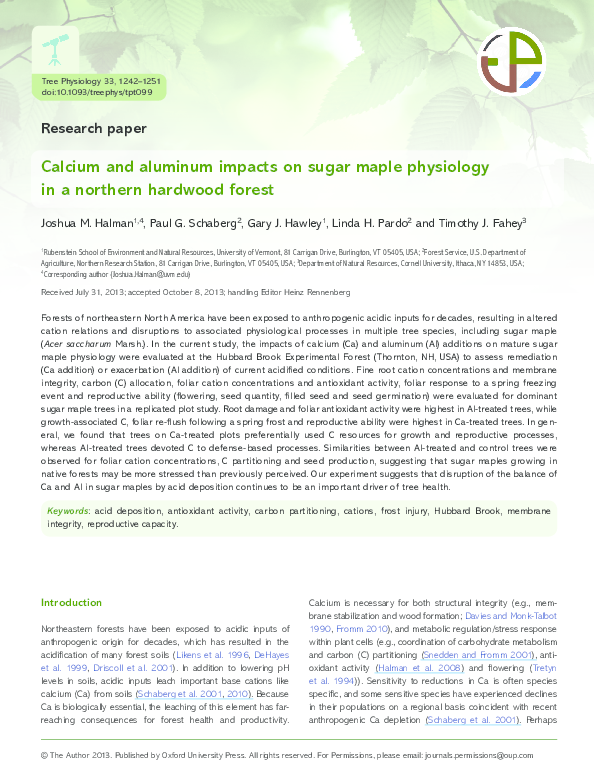 (PDF) Evaluating the Influences of Soil Calcium and Aluminum ...
