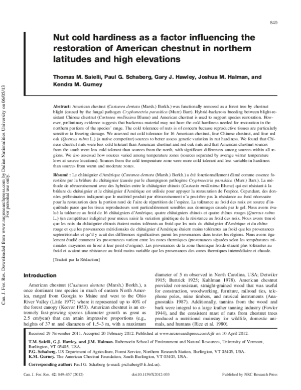 (PDF) Nut cold hardiness as a factor influencing the restoration of ...