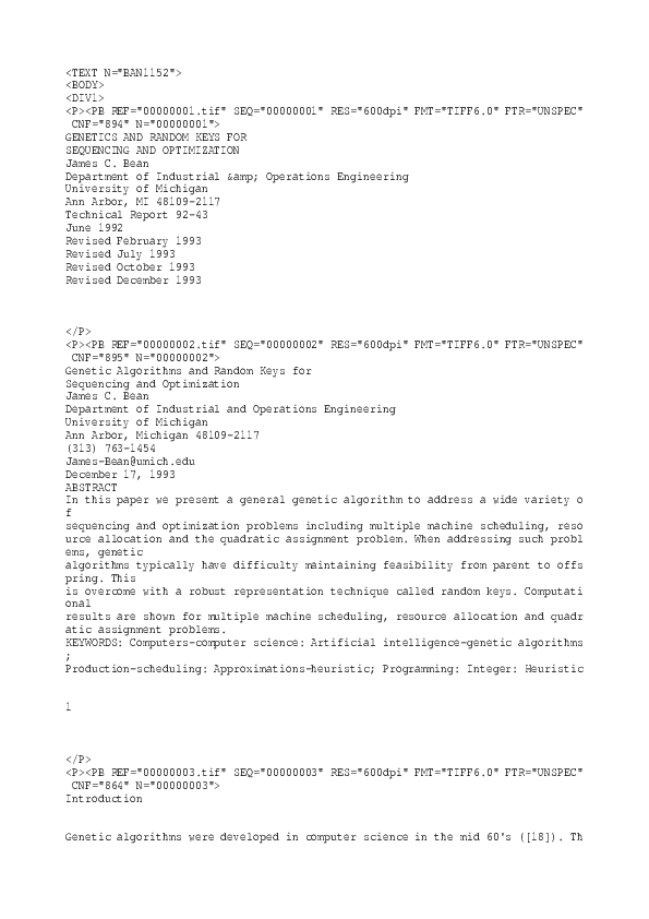 Genetic algorithms and random keys for sequencing and optimization