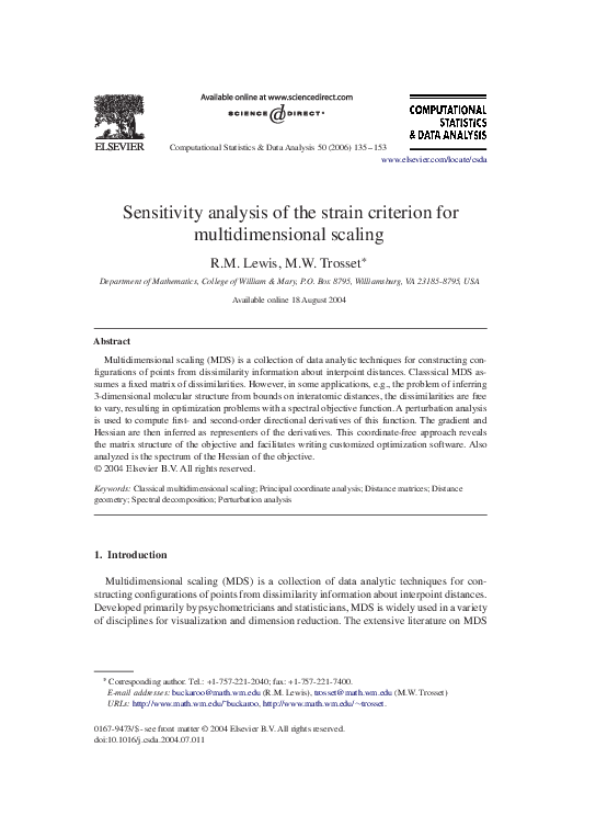 Pdf Sensitivity Analysis Of The Strain Criterion For Multidimensional Scaling Michael