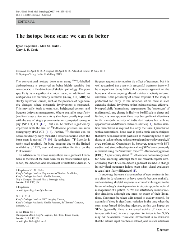 (PDF) The isotope bone scan: we can do better