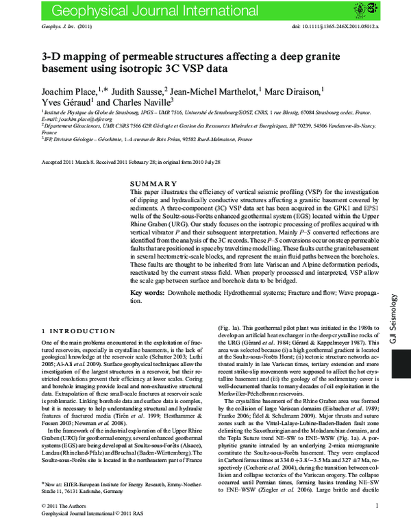(PDF) 3-D mapping of permeable structures affecting a deep granite basement using isotropic 3C ...