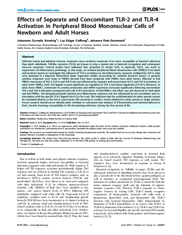 (PDF) Effects of Separate and Concomitant TLR-2 and TLR-4 Activation in ...