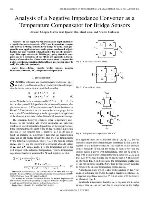 (PDF) Analysis of a negative impedance converter as a temperature ...