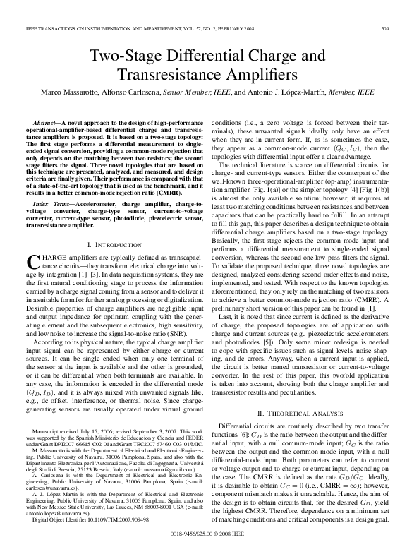 (PDF) Two-Stage Differential Charge and Transresistance Amplifiers