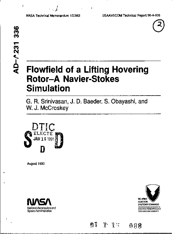 (PDF) Flowfield of a lifting rotor in hover - A Navier-Stokes simulation