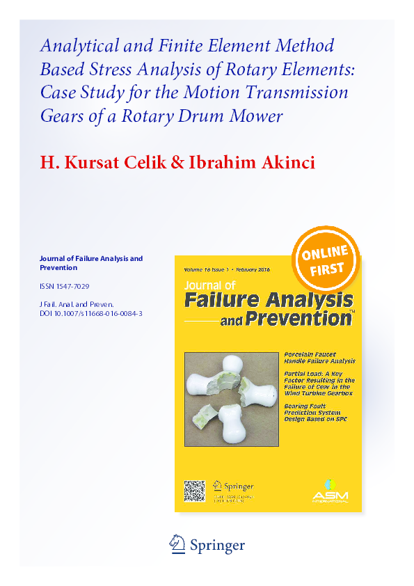 (PDF) Journal of Failure Analysis and Prevention Analytical and Finite ...