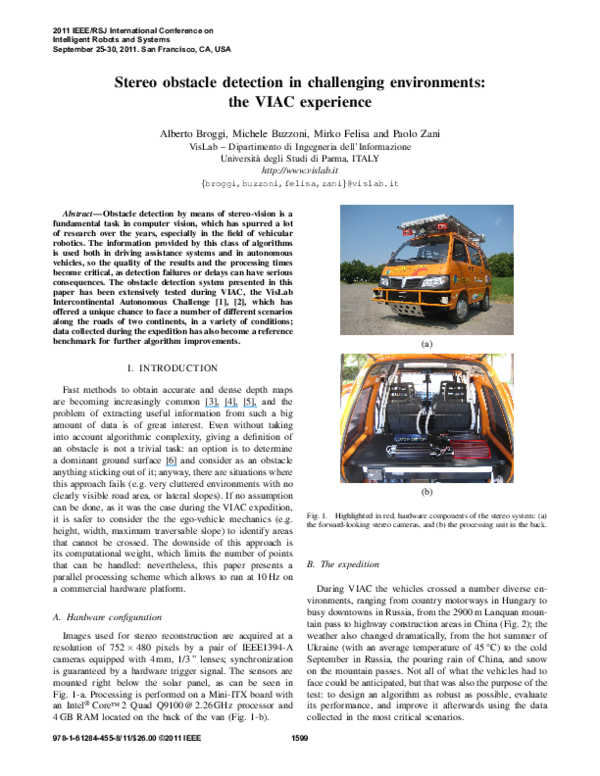 (PDF) Stereo obstacle detection in challenging environments: The VIAC ...