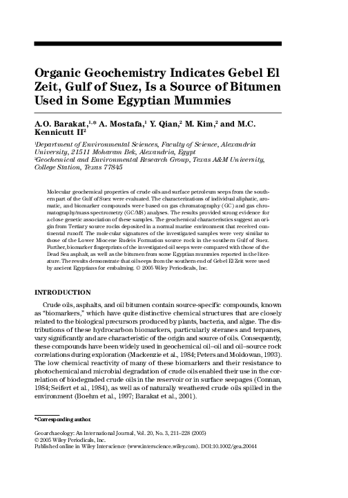 (PDF) Organic geochemistry indicates Gebel El Zeit, Gulf of Suez, is a ...