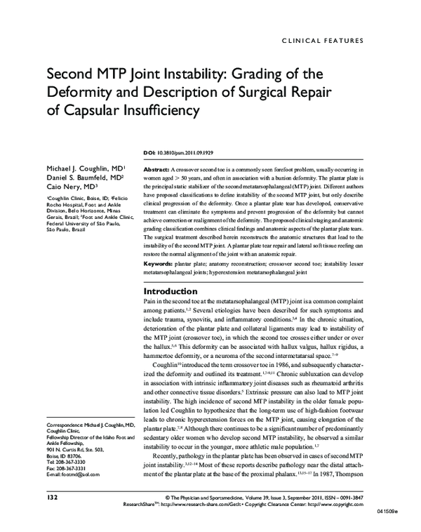 (PDF) Second MTP Joint Instability: Grading of the Deformity and ...