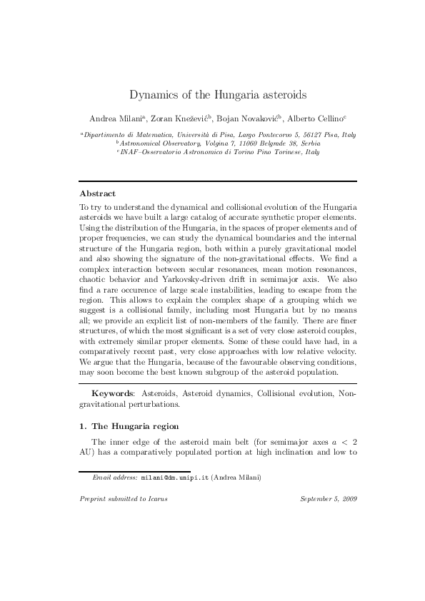 (PDF) Dynamics of the Hungaria asteroids