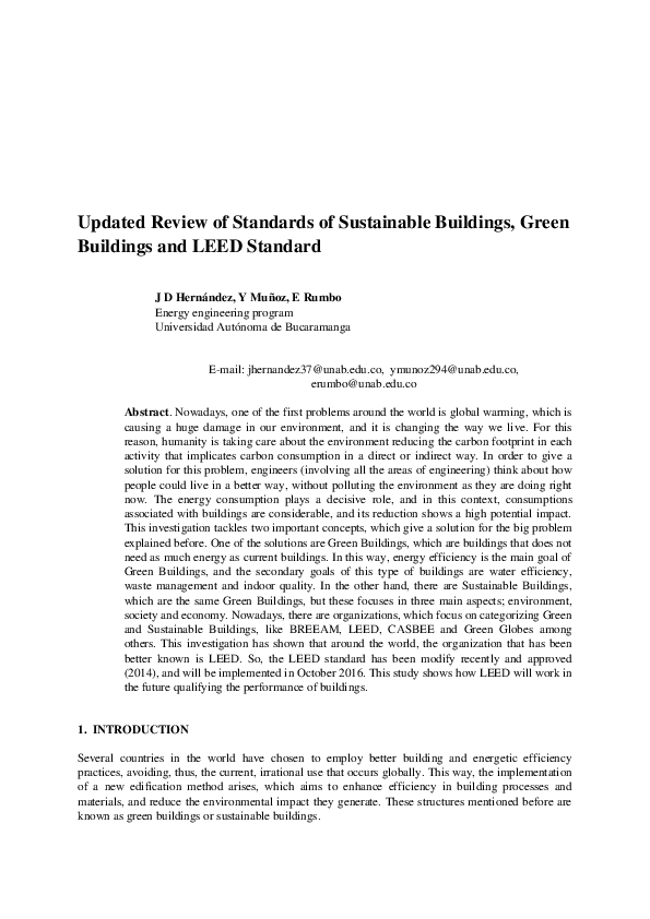 (DOC) Updated Review of Standards of Sustainable Buildings, Green ...