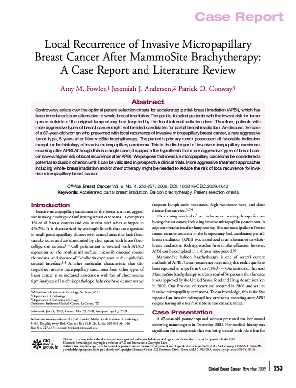 (PDF) Local recurrence of invasive micropapillary breast cancer after ...