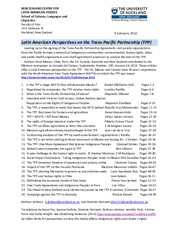 (PDF) Latinamerican perspectives on Transpacific Partnership (TPP)