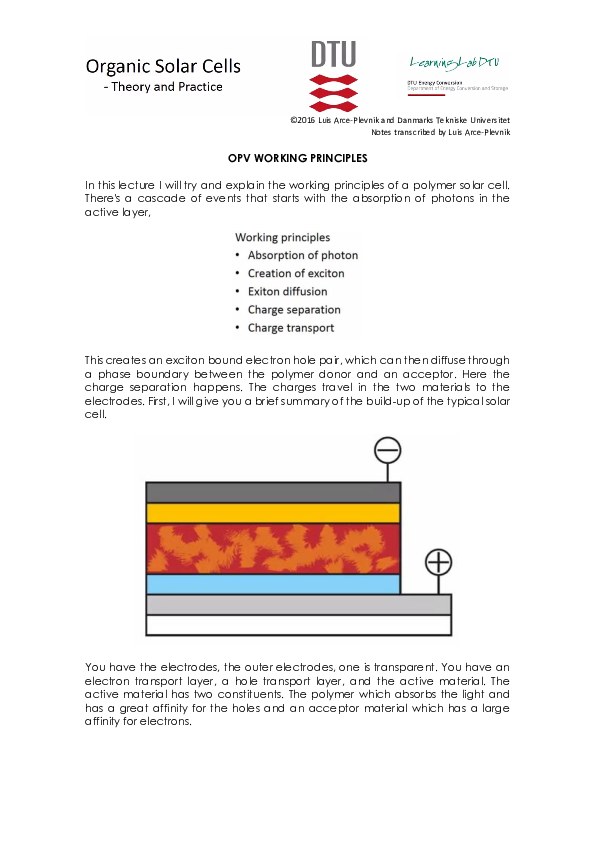 (PDF) ORGANIC PHOTOVOLTAICS WORKING PRINCIPLES