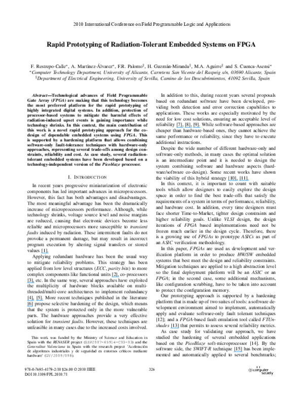 (PDF) Rapid Prototyping of Radiation-Tolerant Embedded Systems on FPGA