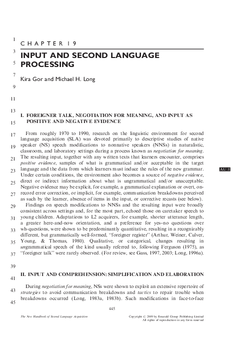 Pdf Input And Second Language Processing