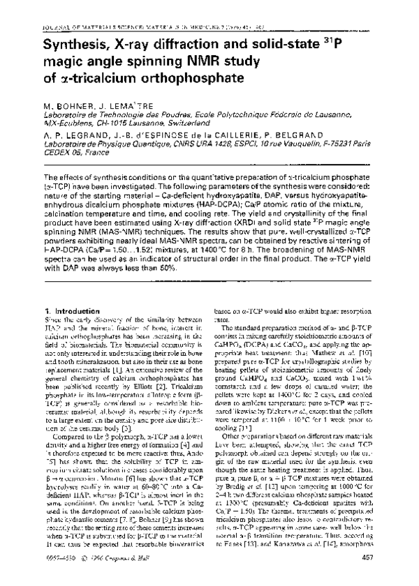 (PDF) Synthesis, X-ray diffraction and solid-state 31P magic angle ...