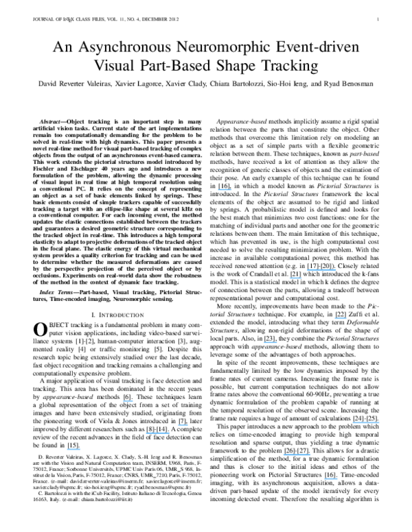 Pdf An Asynchronous Neuromorphic Event Driven Visual Part Based Shape Tracking Xavier Clady