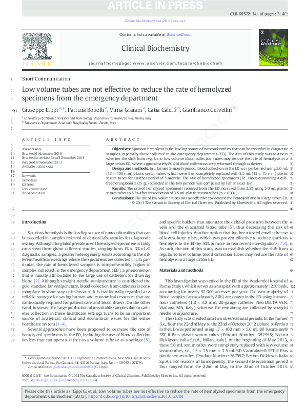 (PDF) Low volume tubes are not effective to reduce the rate of ...