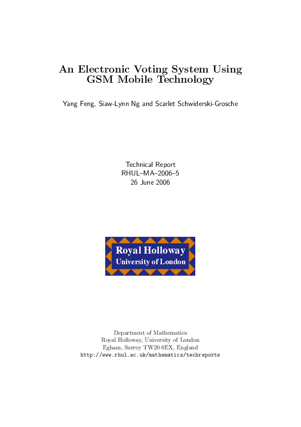 (PDF) An Electronic Voting System Using GSM Mobile Technology