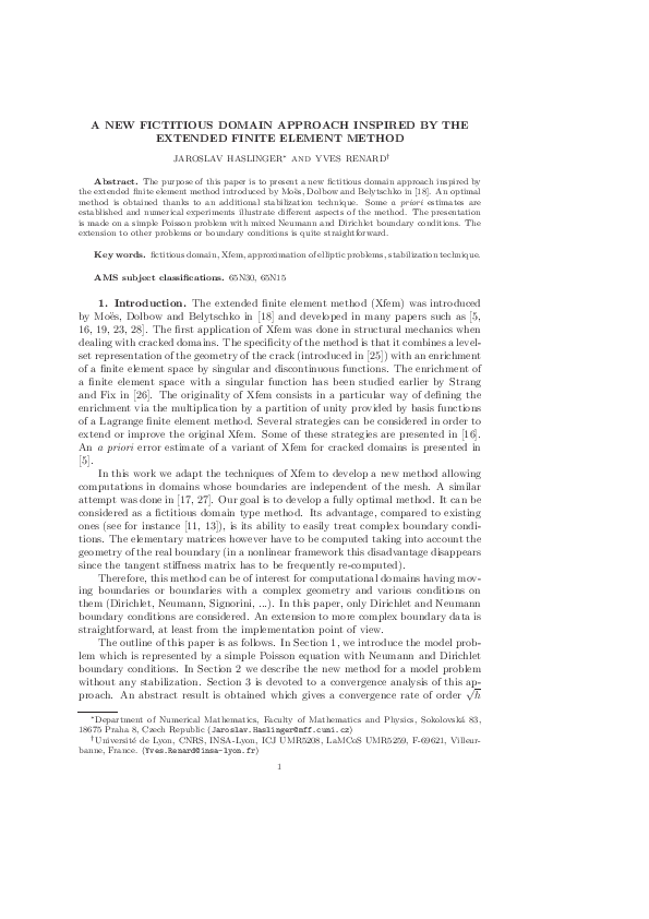 (PDF) A New Fictitious Domain Approach Inspired by the Extended Finite Element Method