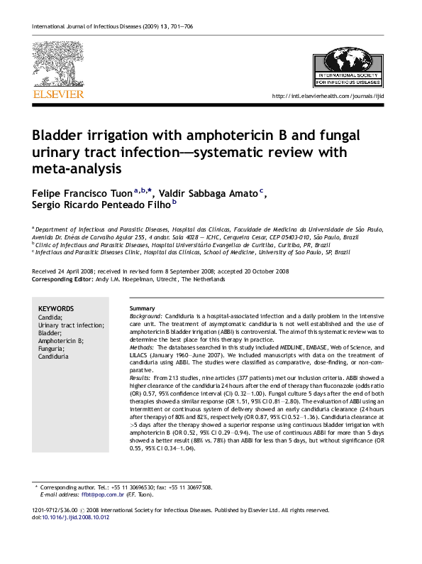 (PDF) Bladder irrigation with amphotericin B and fungal urinary tract ...